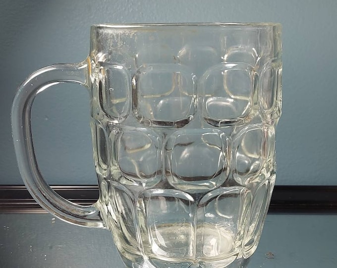 Crown Dema, Glass Mug, Vintage Beer Mug, Crown Dema B509, Thumbprint ...