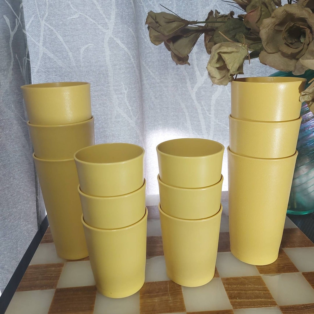 Tupperware Tumblers, Tall Tumblers, Small Tumblers, Vintage 70s, Yellow ...