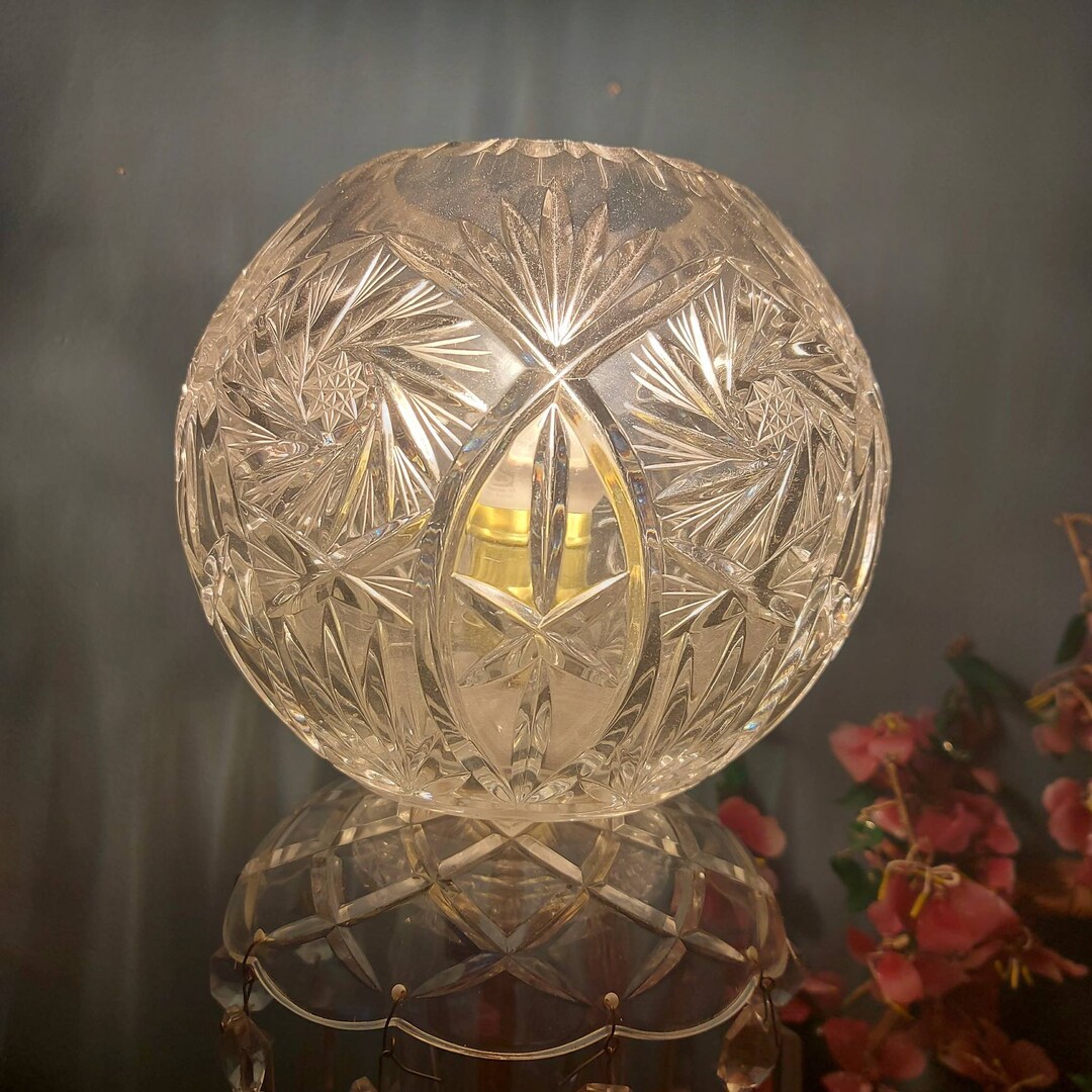 SAMOBOR, 26% Lead Crystal, Crystal Globe Lamp, Pinwheel, Antique ...