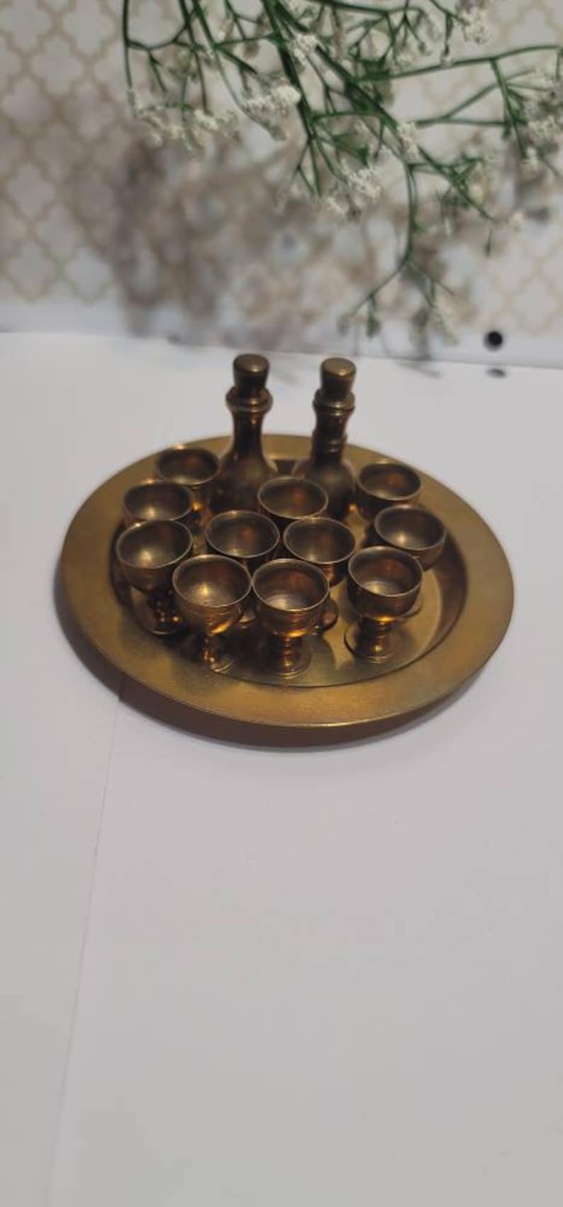 Miniature Brass Decanter/goblets Serving Tray Mini Tea Set - Etsy