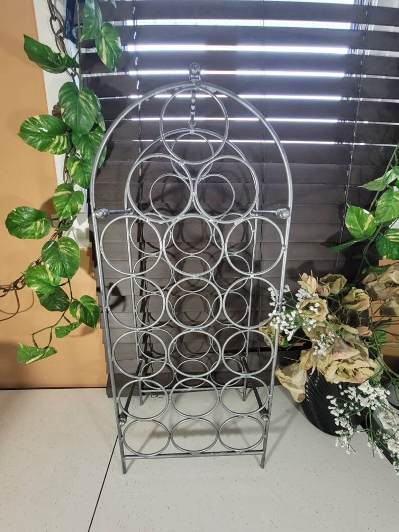 Silver Metal Wine Rack Large Vintage Wine Bottle Holder - Etsy