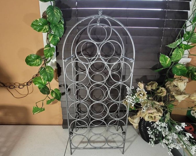 Silver Metal Wine Rack, Large, Vintage Wine Bottle Holder, Drink and ...