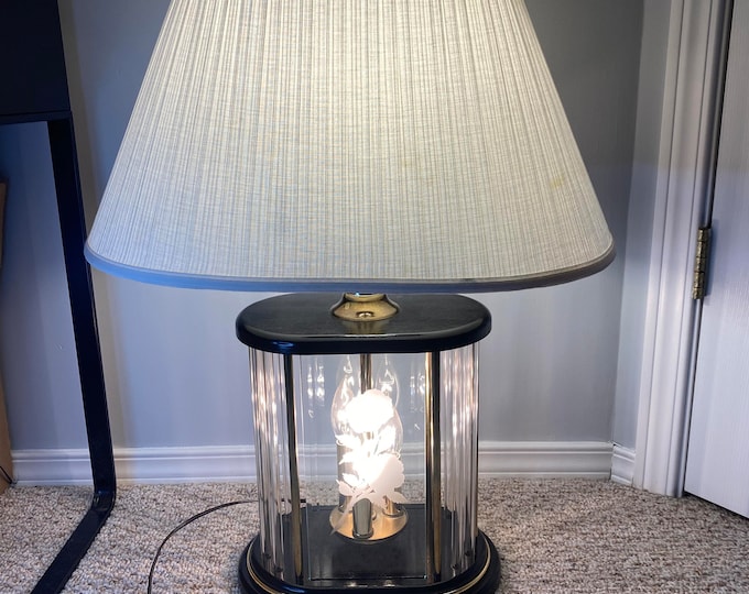 Light up Base, 3 Way Lighting, Etched Glass Table Lamp, Vintage 70s ...