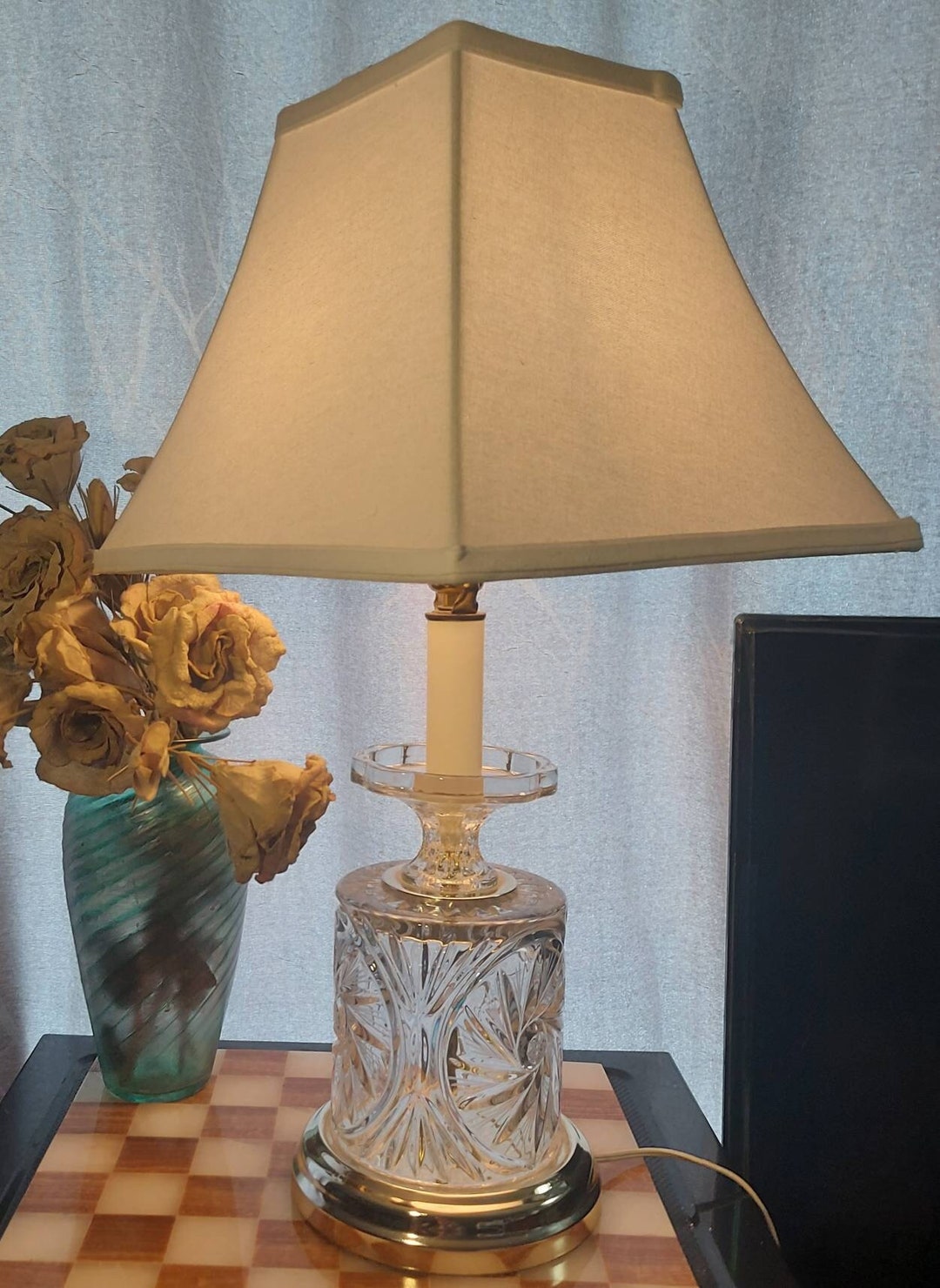 Lead Crystal Pinwheel Lamp, Accent, Vintage Table Lamp, Crystal Lamp ...