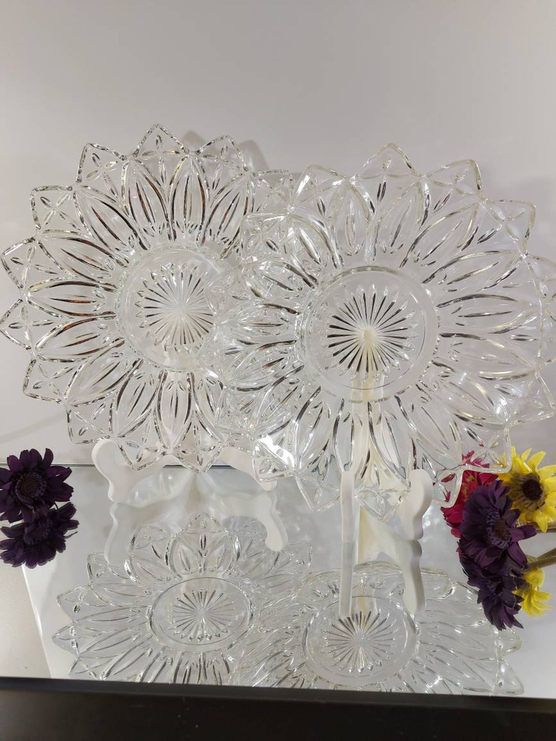 Crystal Serving Set, Vintage Serving Bowl&plate, Crystal Cut Glass ...