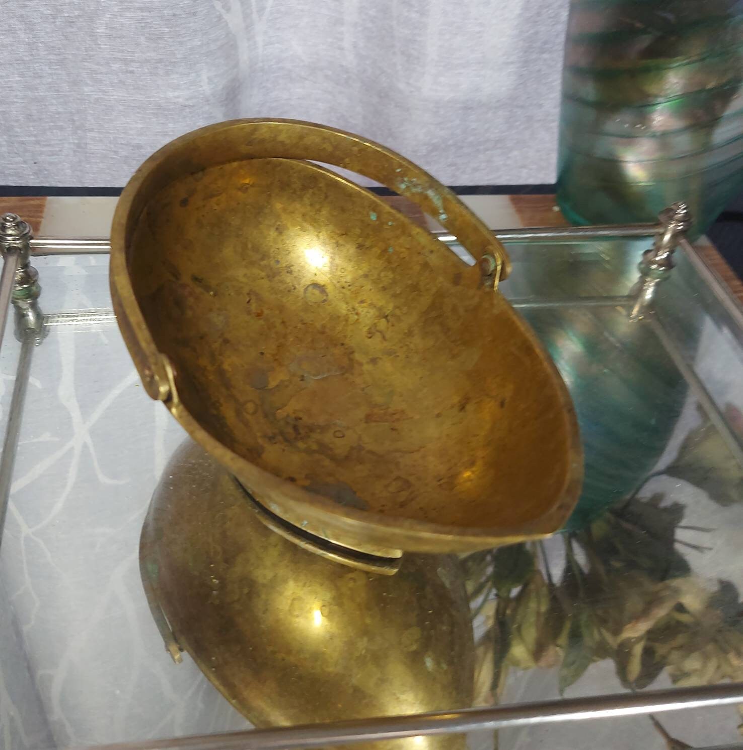 Solid Brass Vintage Brass Pot With Handle Bowl Trinket - Etsy UK