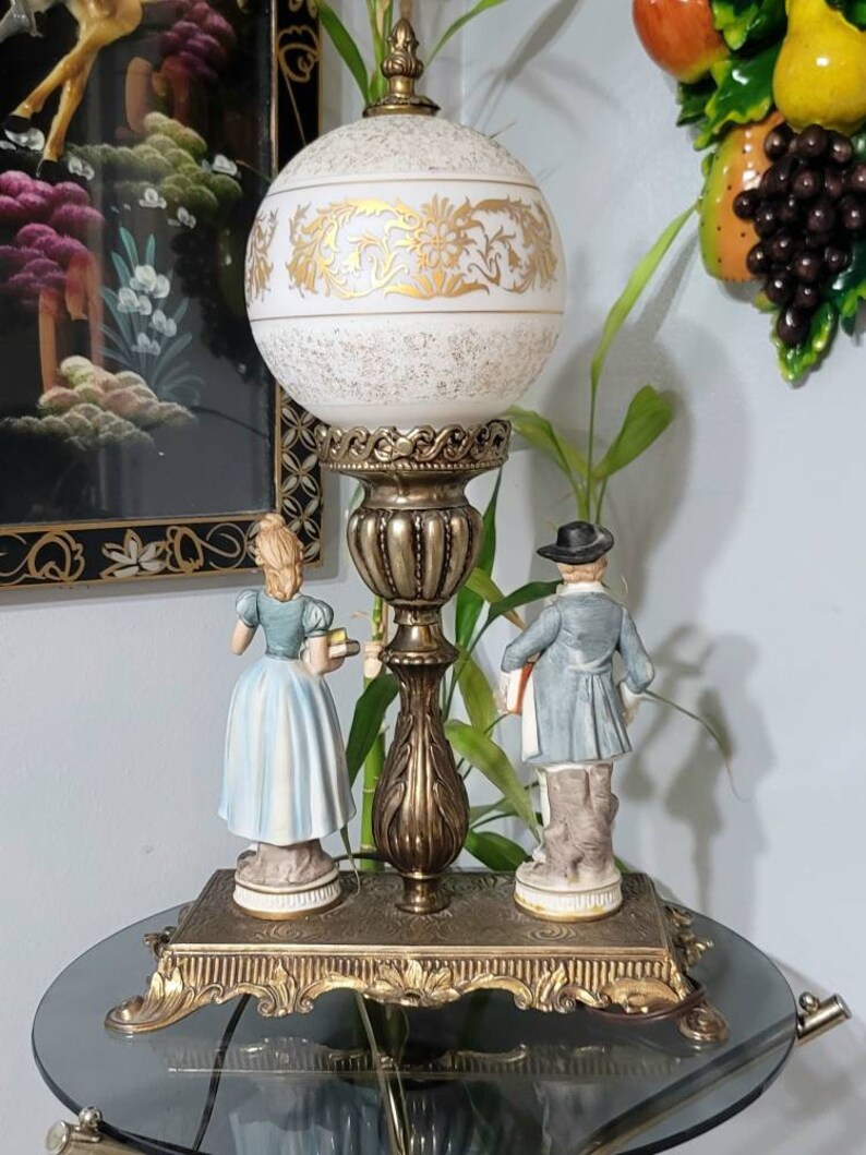 Victorian Table Lamp Globe Shade Solid Brass France Bisque - Etsy Canada