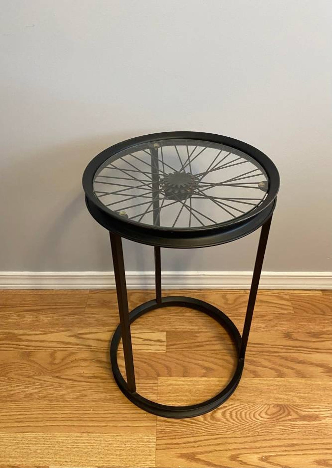 Bicycle Wheel Table, Vintage, Steel Bike Wheel, Bike Spokes, End Table ...