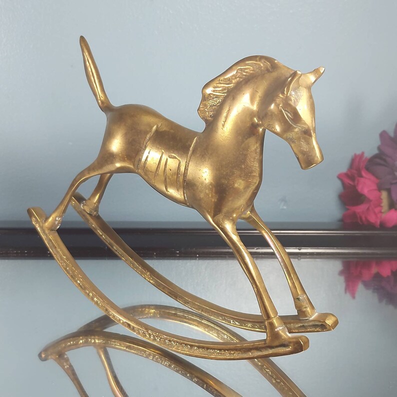 Brass Rocking Horse Vintage Brass Horse Nursery Decor - Etsy