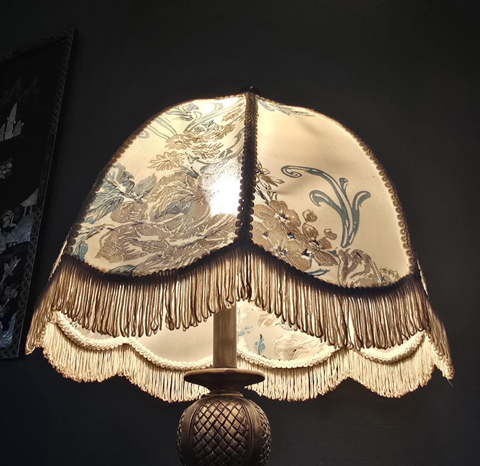 Fringe Shade, Vintage, Lamp Shade, Silk Floral, Home Decor, Victorian ...