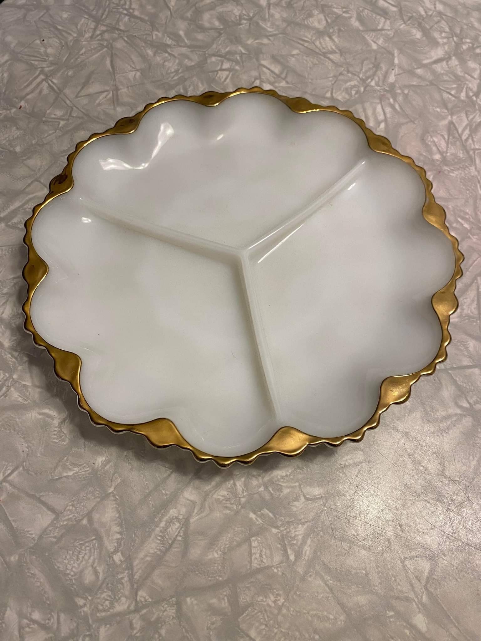 Fire King, Dishes, (9 Pcs)vintage, Milk Glass, Relish Dish, Serving ...