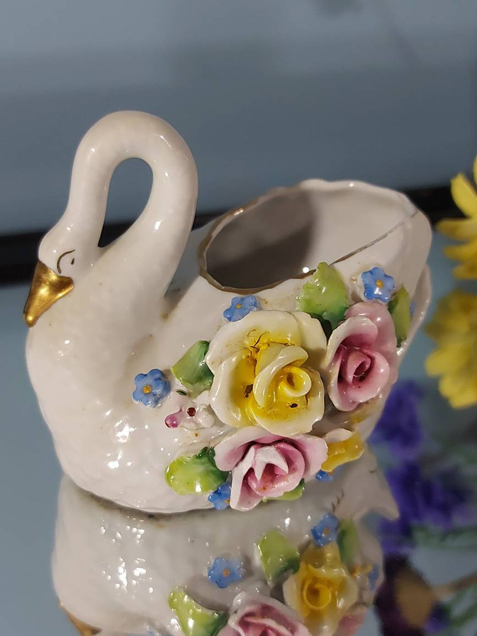 Capodimonte Swan Planter Decor Vintage Made in Germany | Etsy