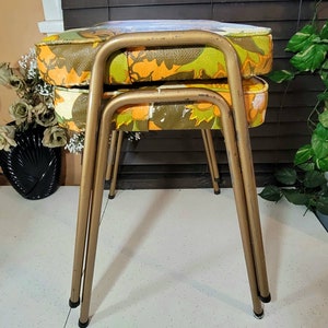 Stacking Stools Vintage Stools Floral Retro Floral - Etsy