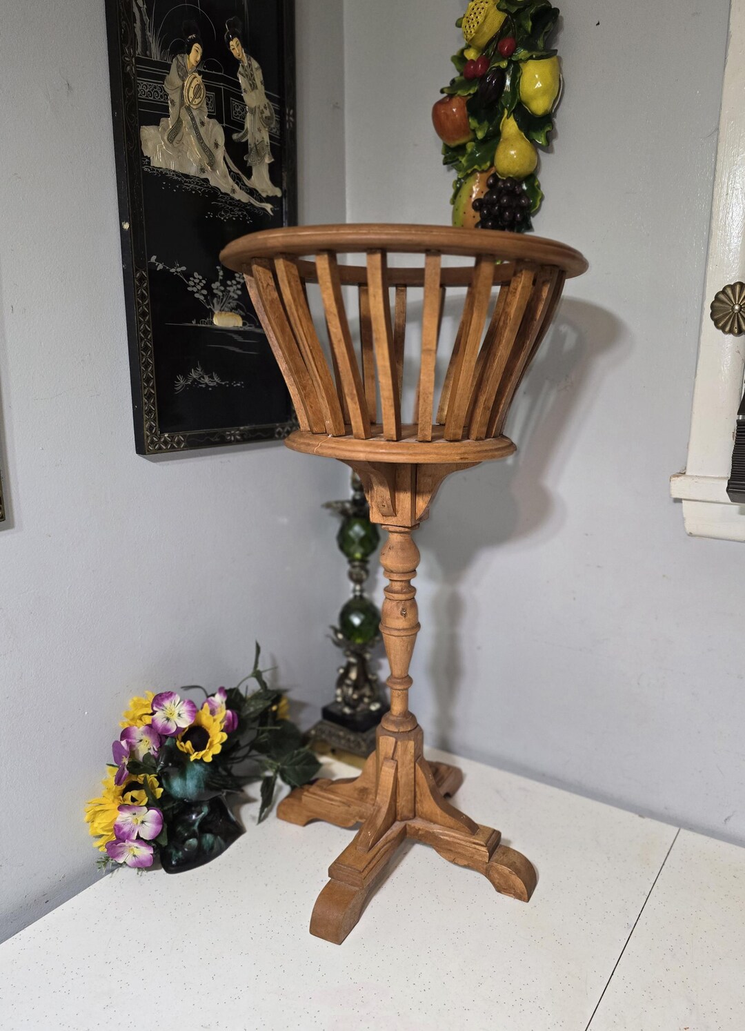 Vintage Wood Planter, Natural Wood, Plant Holder, Indoor Garden, Rustic ...
