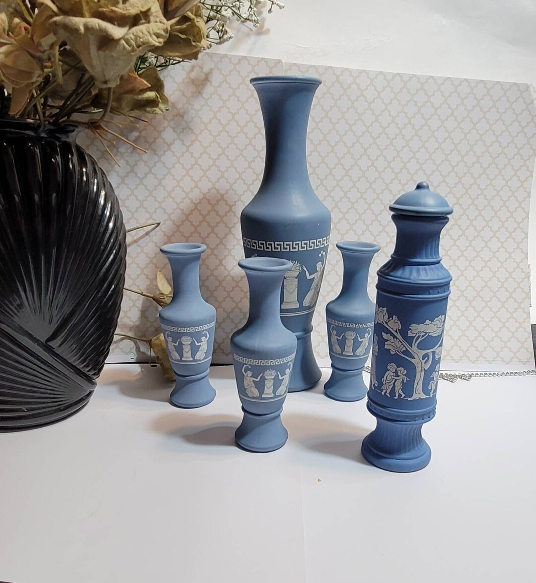 Vintage Avon Vases, (6pcs), Images, Powder Blue Glass, Greek Images ...