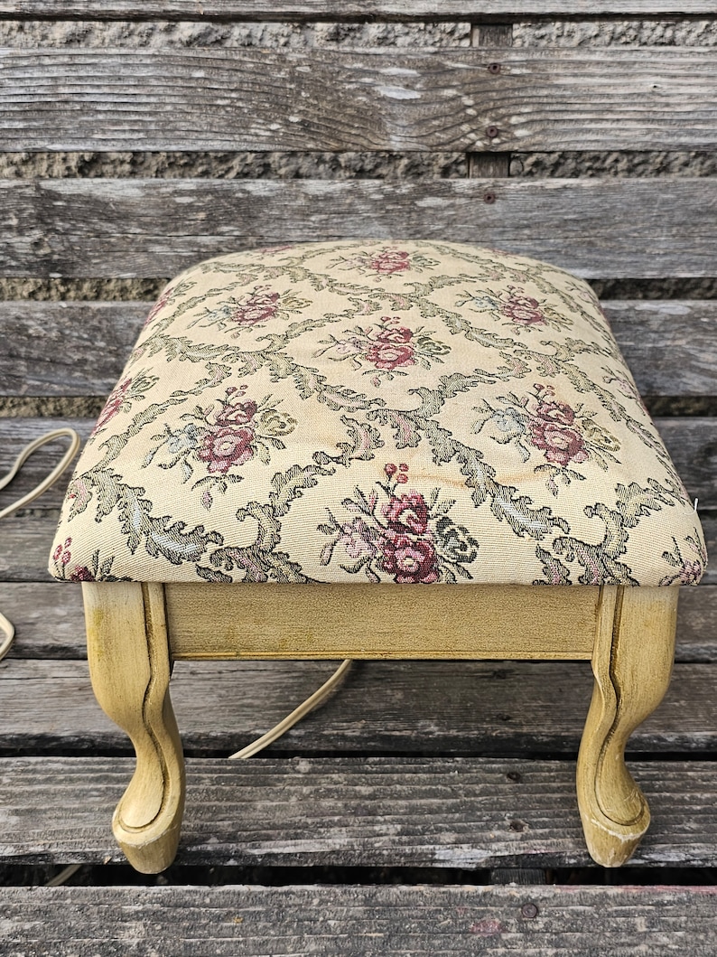 Heated Footstool, Ottoman, Electric, Needlepoint, Wood, Original, Small ...