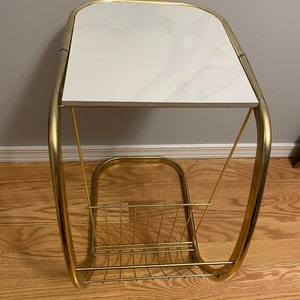 Brass&marble End Table, Magazine Rack, Hollywood Regency, Side, End ...