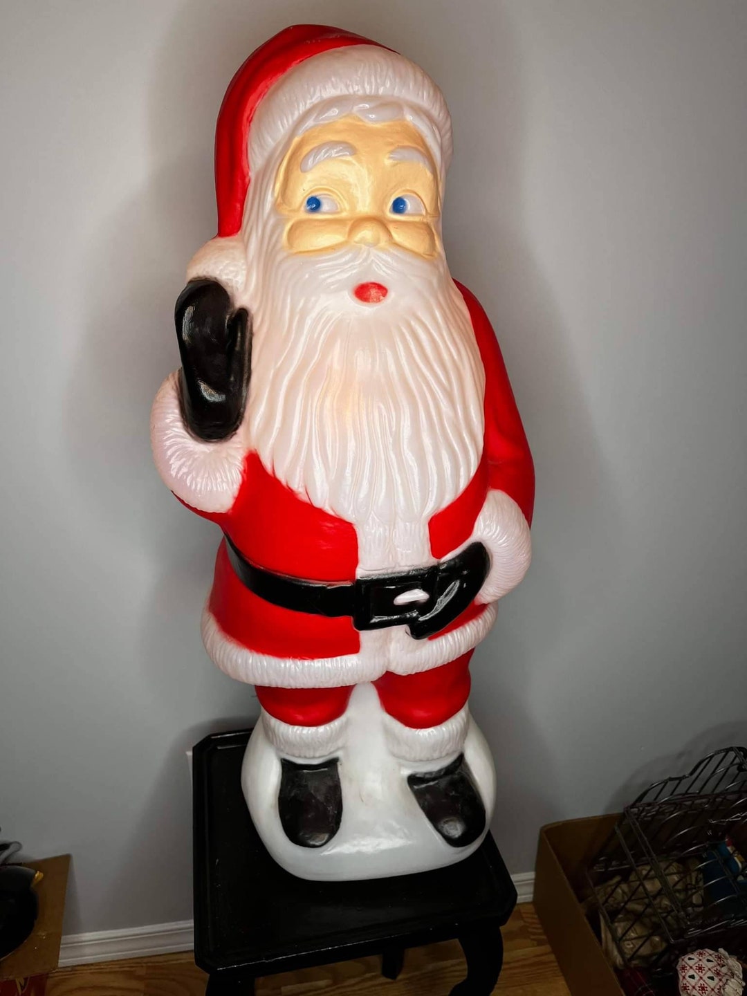 Blow Mold, Vintage Santa Blow Mold, Yard Decor, Light up Santa ...