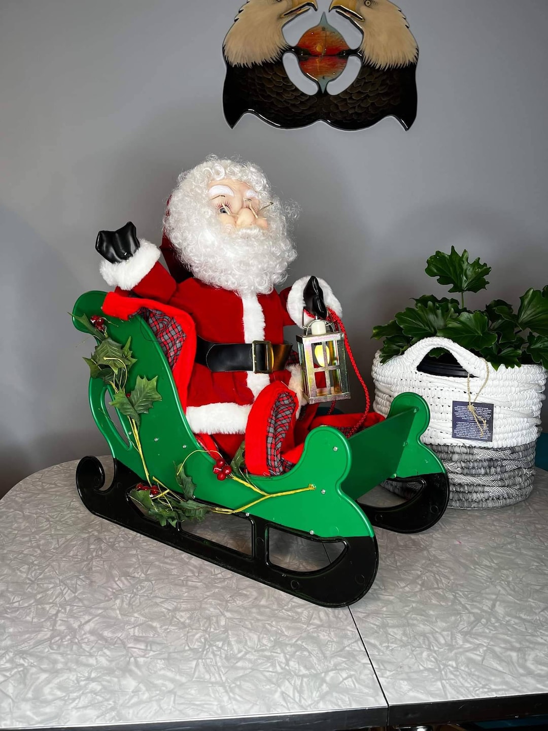 Large Animated, Illuminated Santa, Large, Vintage, Rubber Santa Clause ...