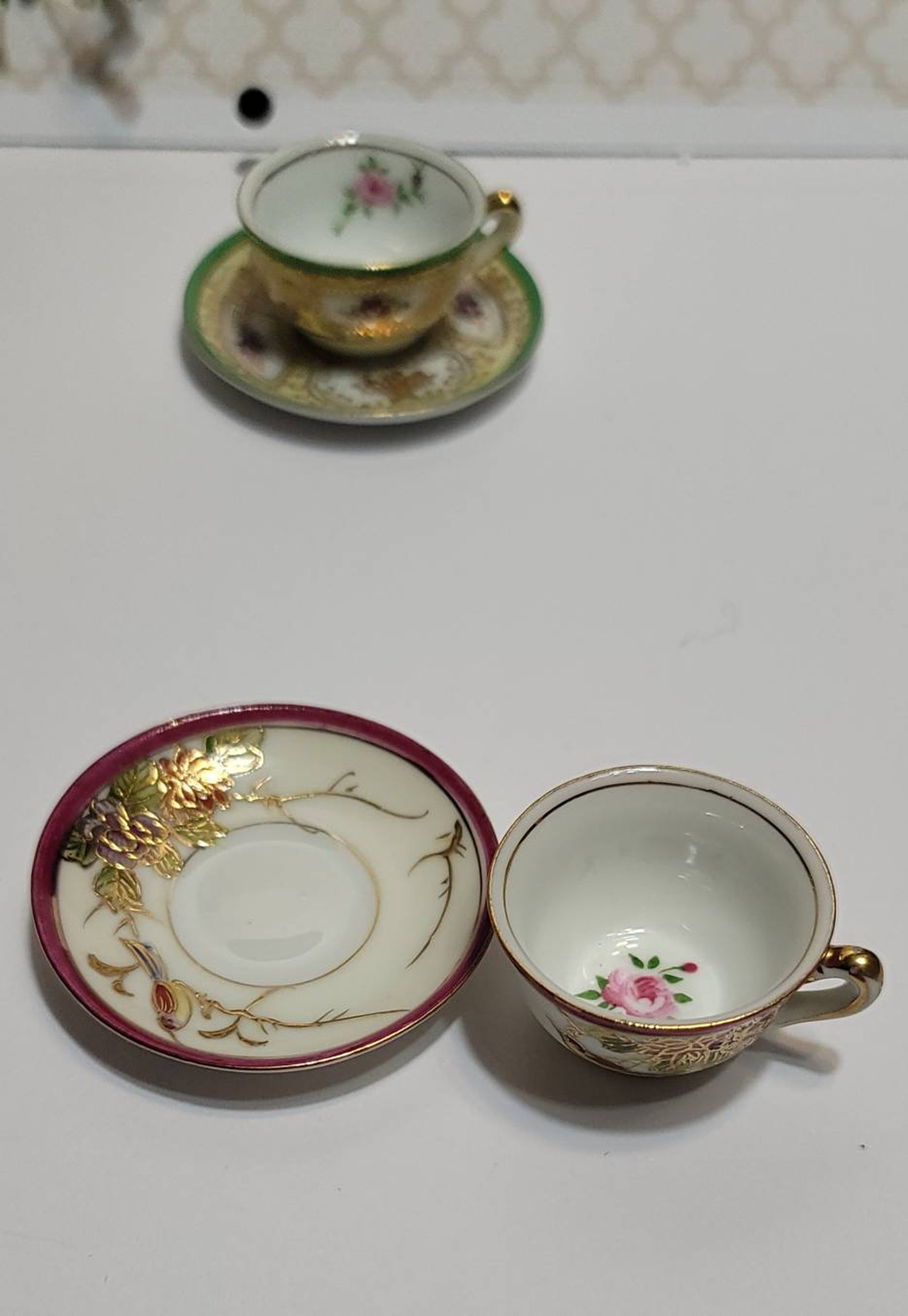 Miniature Bone China Tea Set Mini Tea Cups Vintage - Etsy