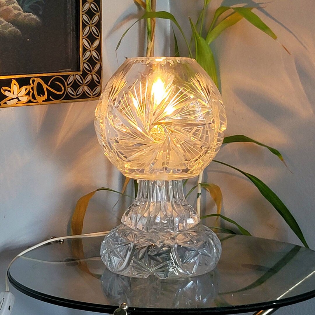 RESERVED, Crystal, Crystal Ball Lamp, Accent Lamp, Pinwheel, Vintage ...