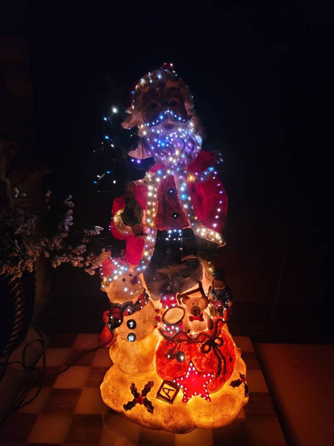 Fiber Optic Santa Clause, Resin, Statue, Figurine, Large, Vintage ...