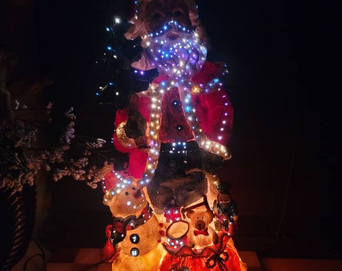 Vintage 30 Inch Fiber Optic Sitting Santa With Original Box - Etsy