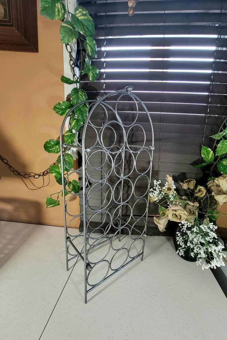Silver Metal Wine Rack Large Vintage Wine Bottle Holder | Etsy