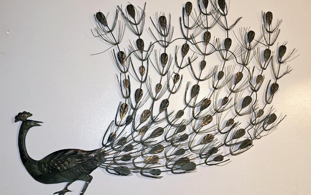 Large Peacock Wall Hanging, 3 Feet, Metal, Mid Century Modern, Metal ...