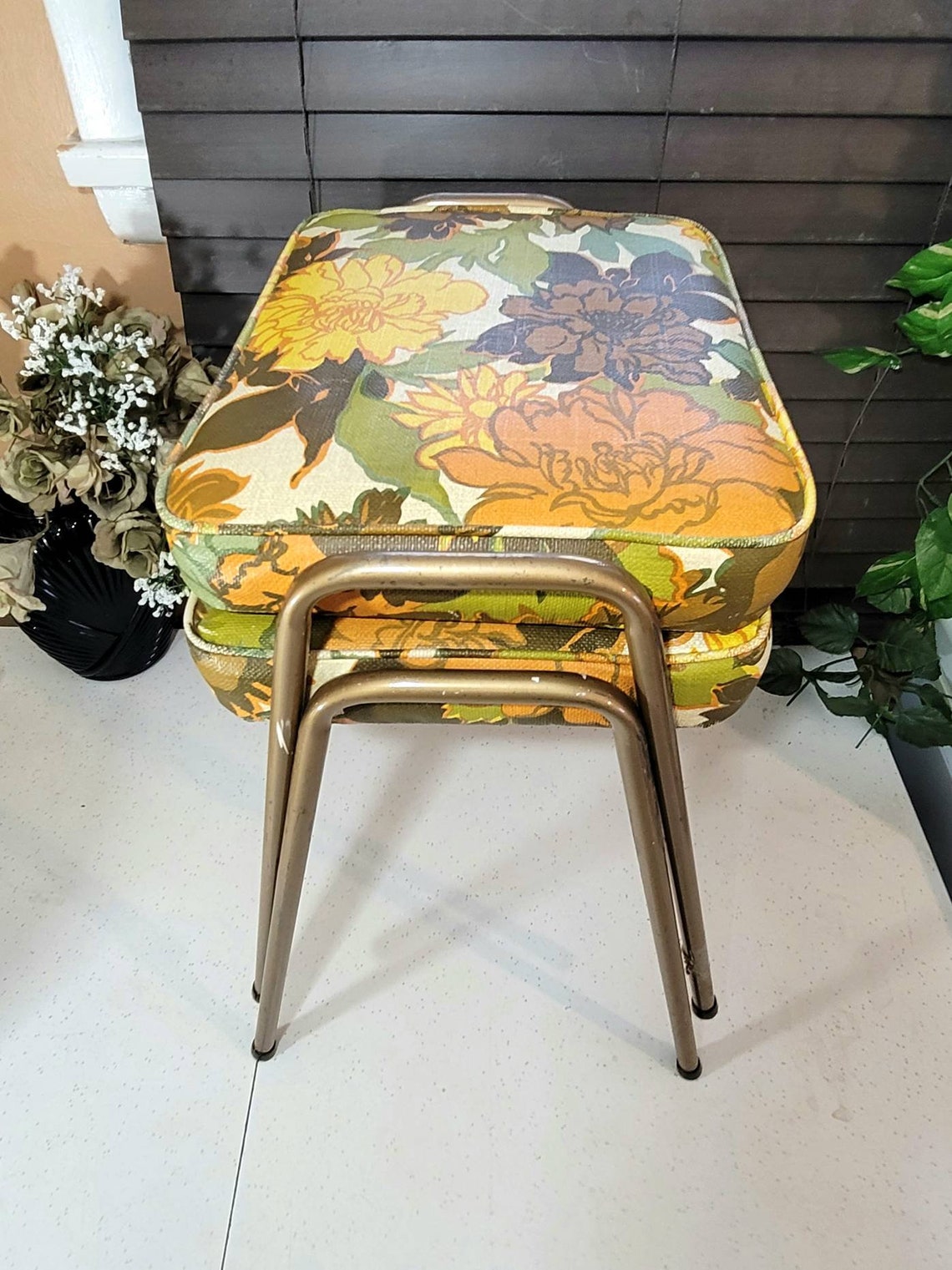 Stacking Stools Vintage Stools Floral Retro Floral | Etsy