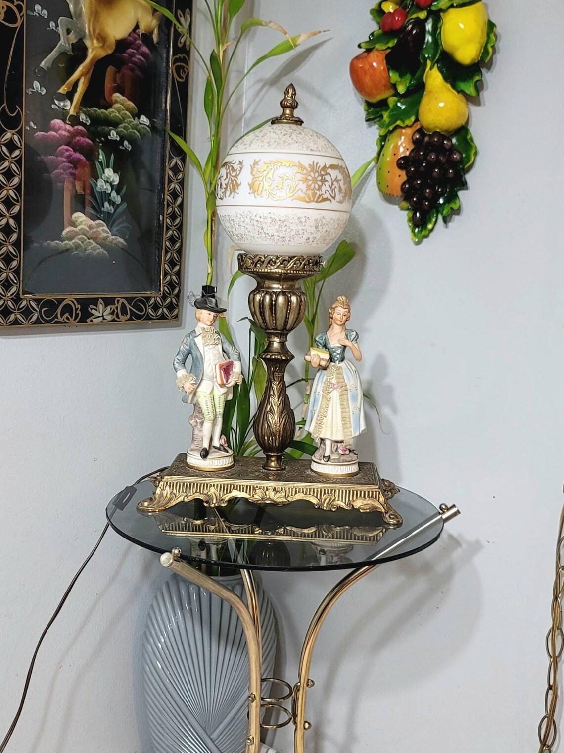 Victorian Table Lamp Globe Shade Solid Brass France Bisque - Etsy Canada