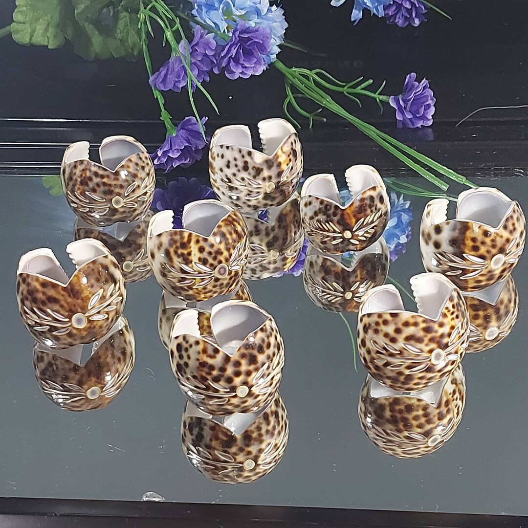 Cowrie Tiger Shell, Napkin Holders, Vintage 80s, Shell Napkin Holder ...
