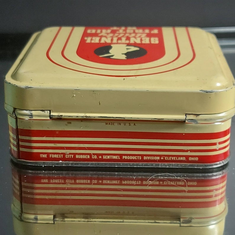 Antique Sentinel Utility, First Aid Kit, Metal Tin, Vintage 40s, Red ...