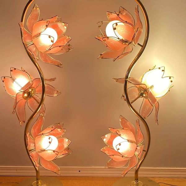Pink Vintage Lotus Flower Lamp - Etsy