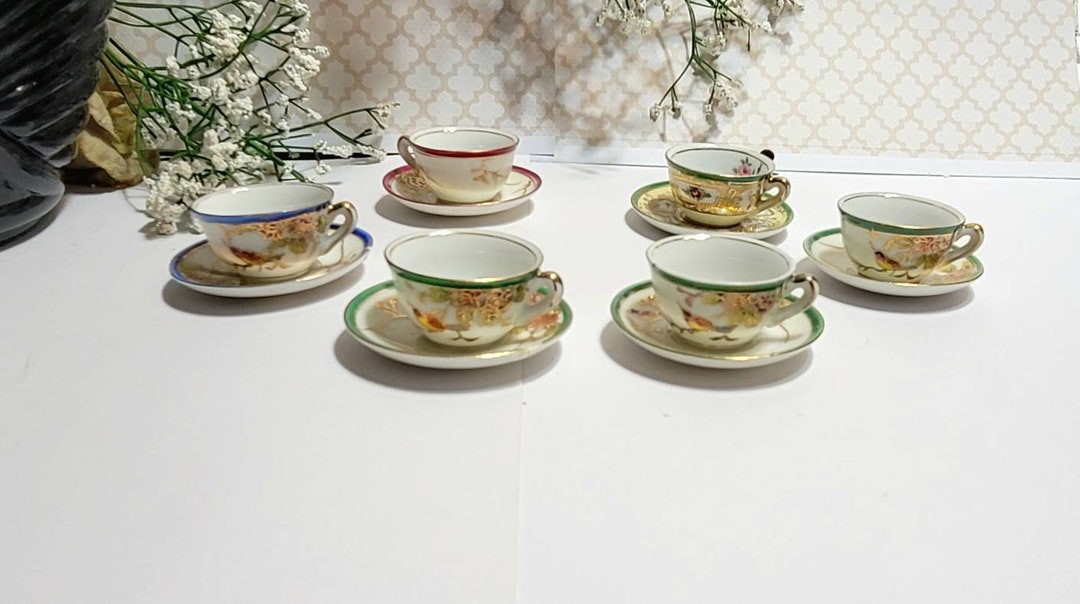 Miniature Bone China Tea Set, Mini, Tea Cups, Vintage, Porcelain ...