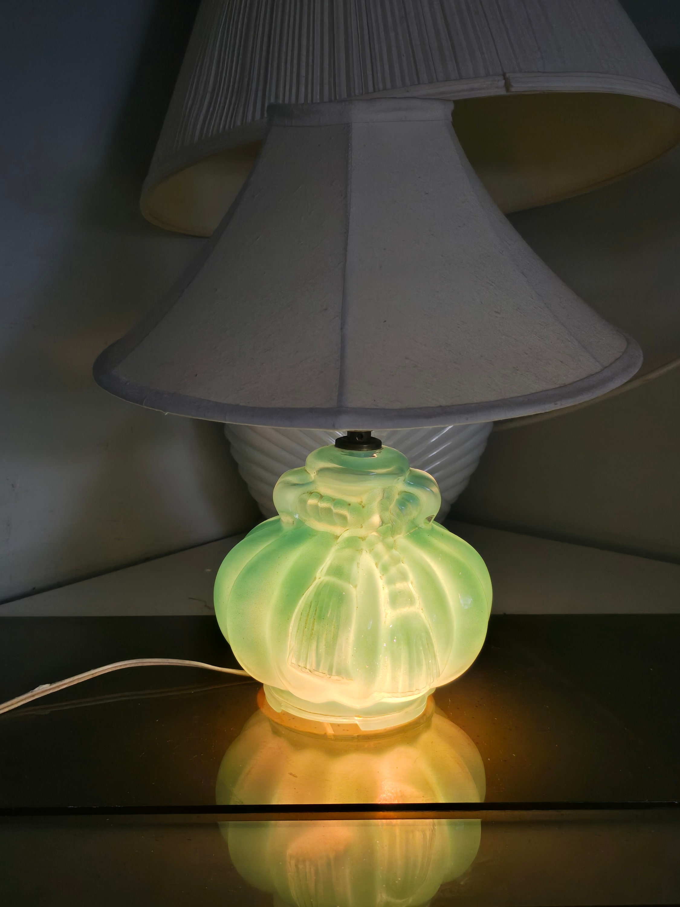 Light up Base, 3 Way Lighting, Blue Glass, Besdside Table Lamp, Vintage ...