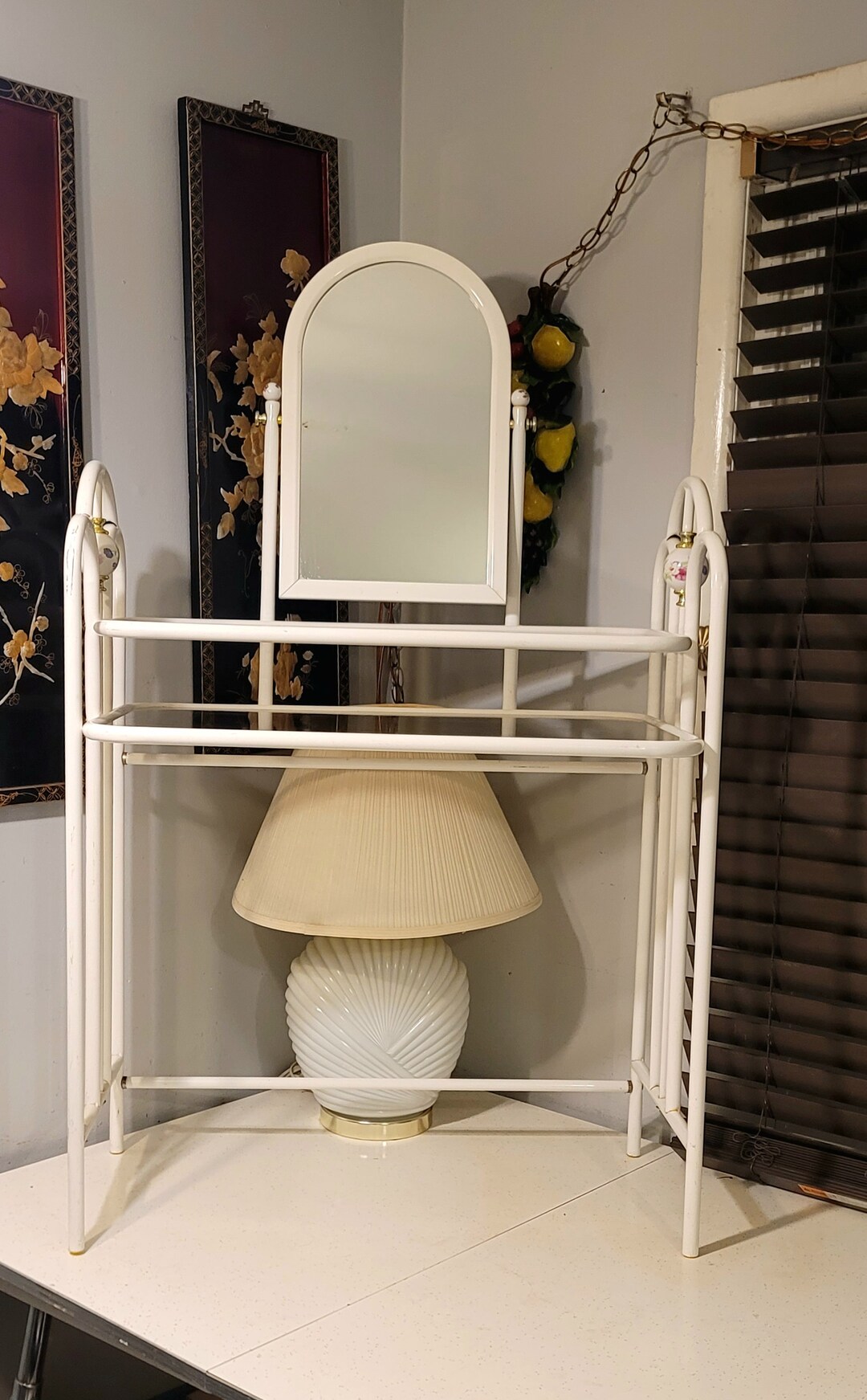 Metal Vanity, Vanity Table,porcelain, Vintage Vanity, Mirror, Furniture ...