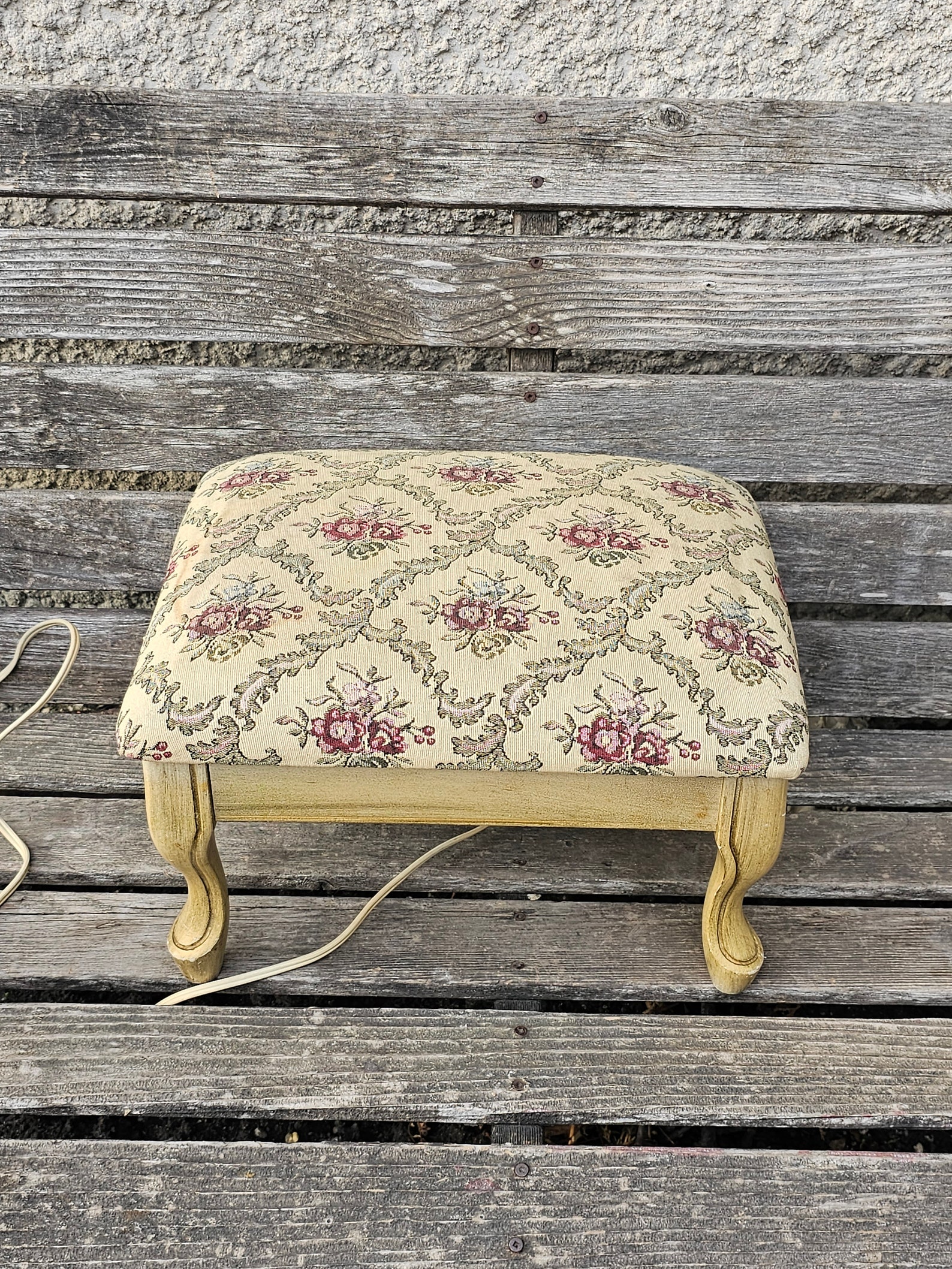 Heated Footstool, Ottoman, Electric, Needlepoint, Wood, Original, Small ...