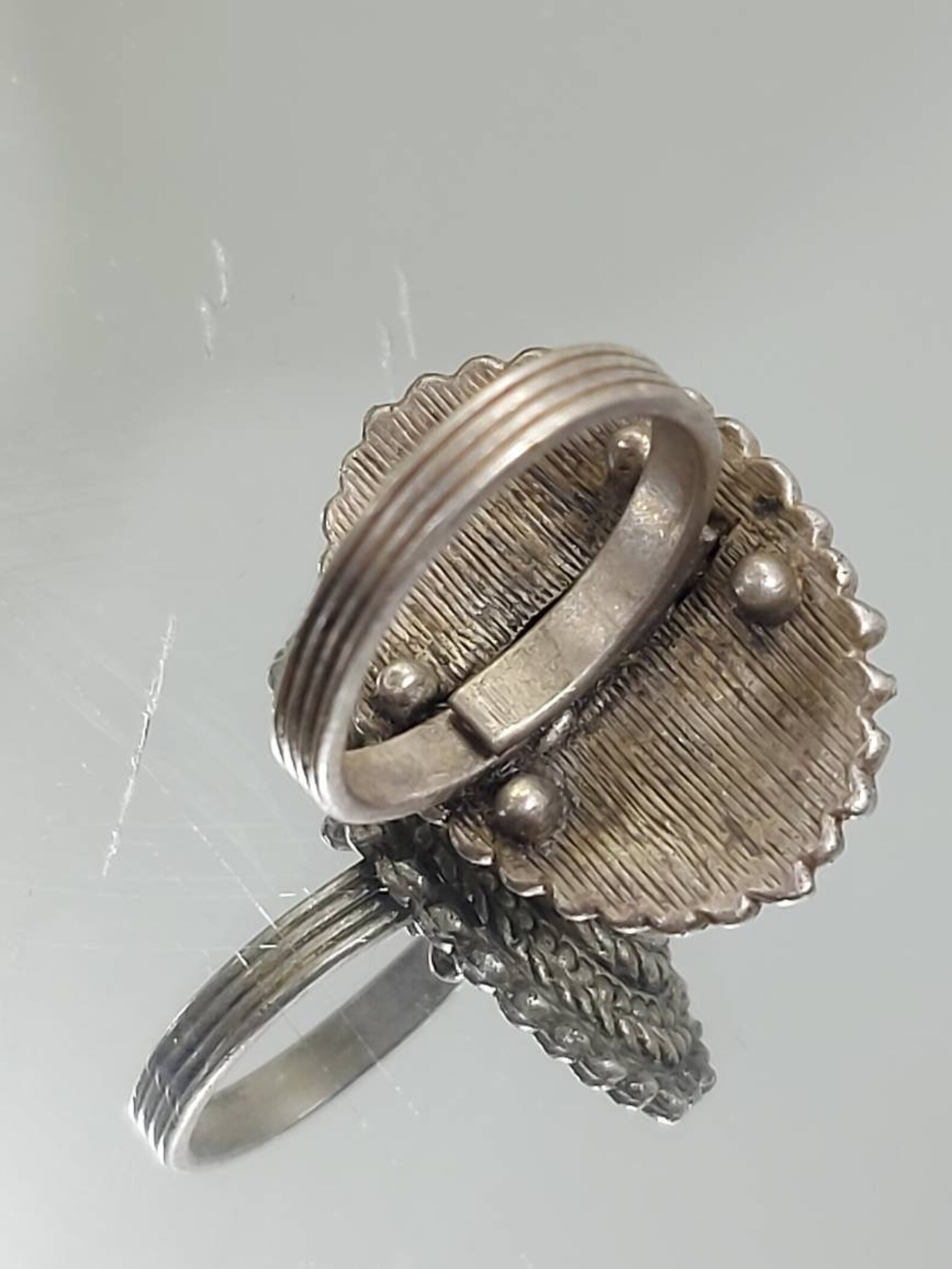 Anillo de piedra turquesa antiguo tono plata ajustable | Etsy