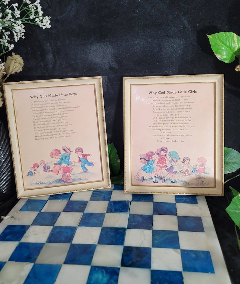 Why God Made Little Girls Boys Wall Hangings Vintage Wood - Etsy