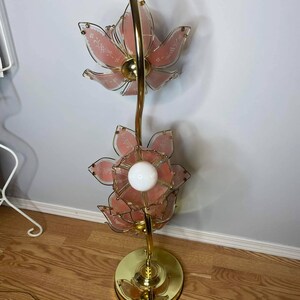 1 LEFT Pink Lotus Floor Lamp, Pink Lotus', Panel Shade, 3 Way Lighting ...