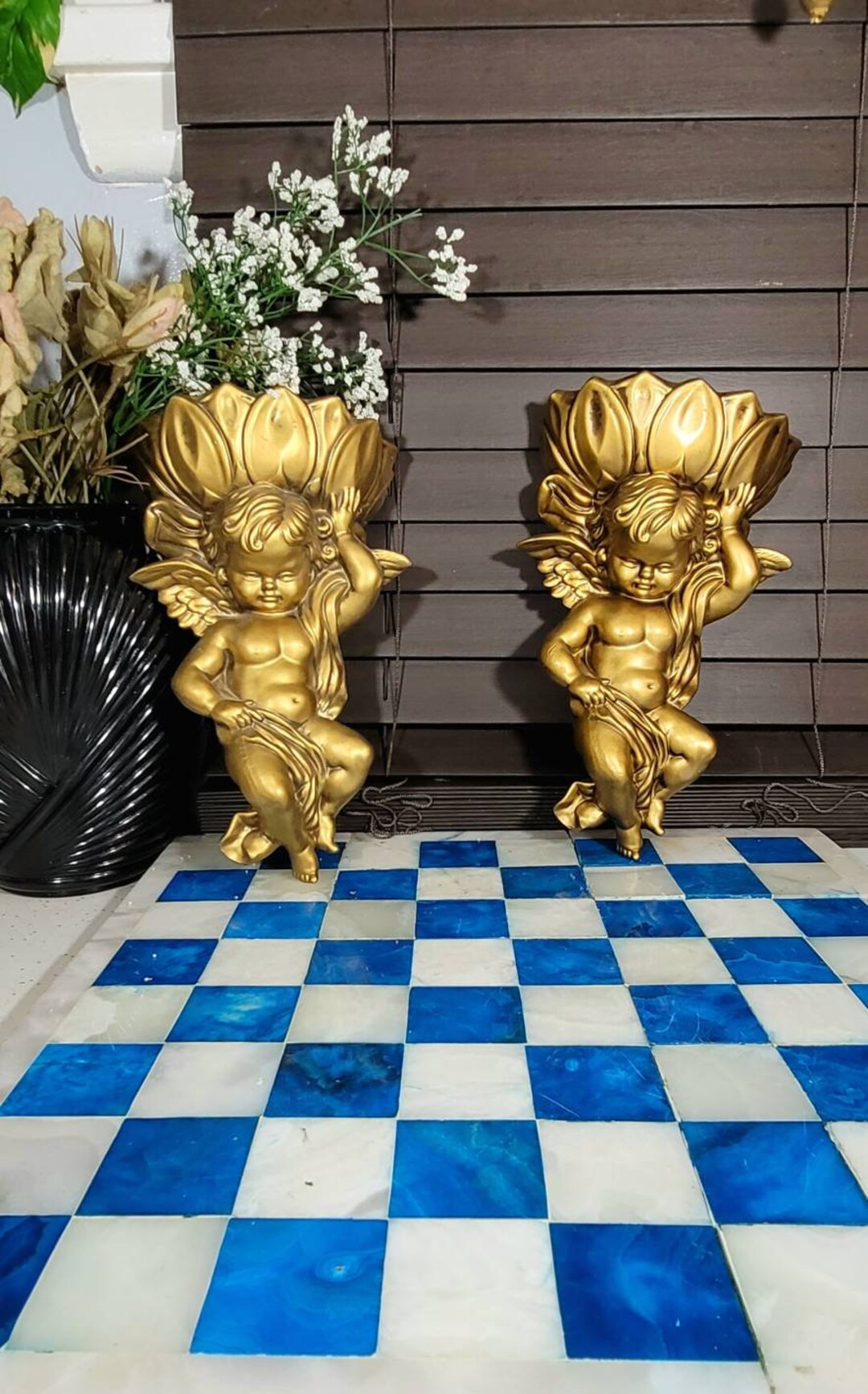 Cherub Wall Sconce, Planter, Vintage Cherub Angel, Ornate Planter, Wall ...