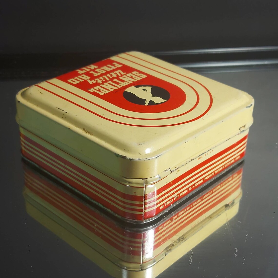 Antique Sentinel Utility, First Aid Kit, Metal Tin, Vintage 40s, Red ...