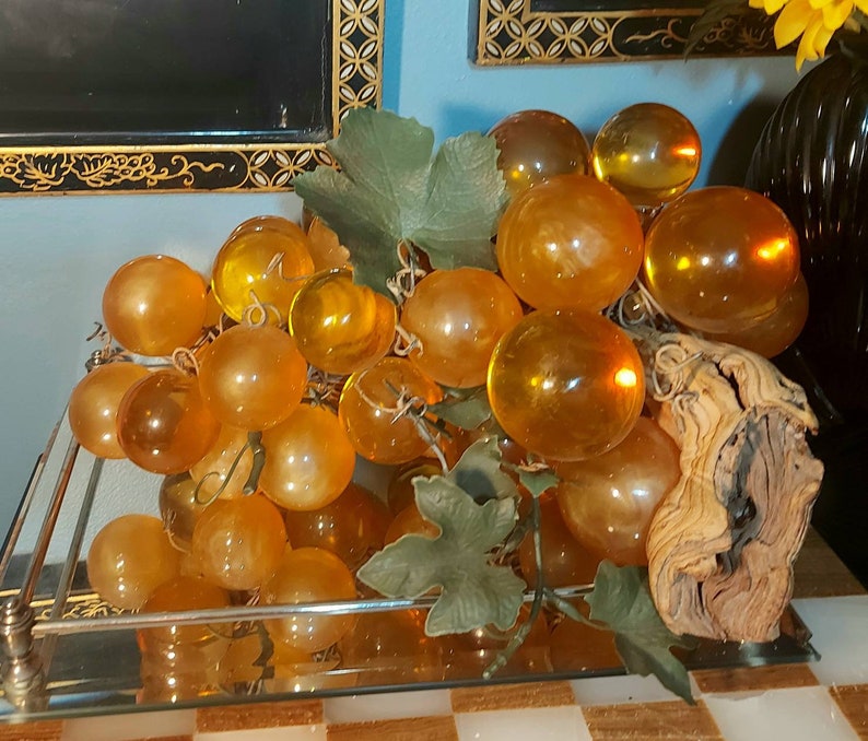 Lucite Grape Cluster Orange Acrylic Grapes Pearlized Wood | Etsy