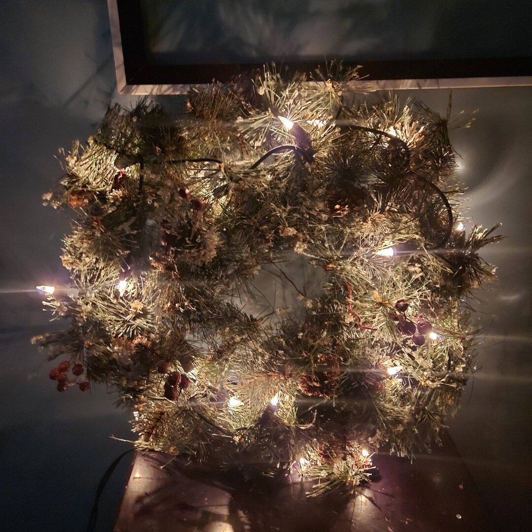 Snow Covered Pine Wreath, Vintage Christmas Wreath, Christmas/home ...