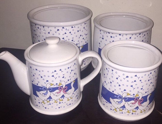 Ceramic Canisters Duck Motif Tea Kettle Vintage Ducks in - Etsy UK