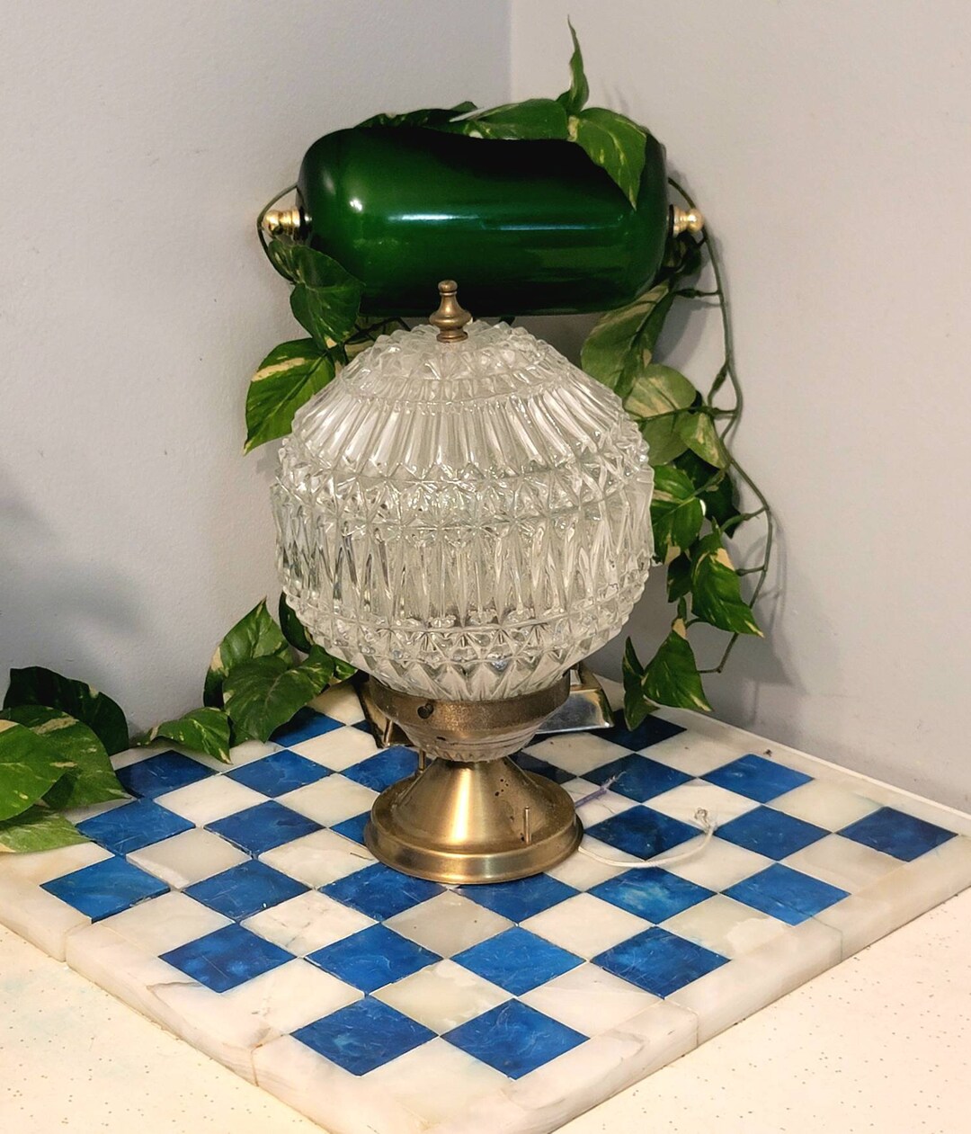 Soldflush Mount Ceiling Light Fixture, Vintage 80s, Cut/ornate Glass ...