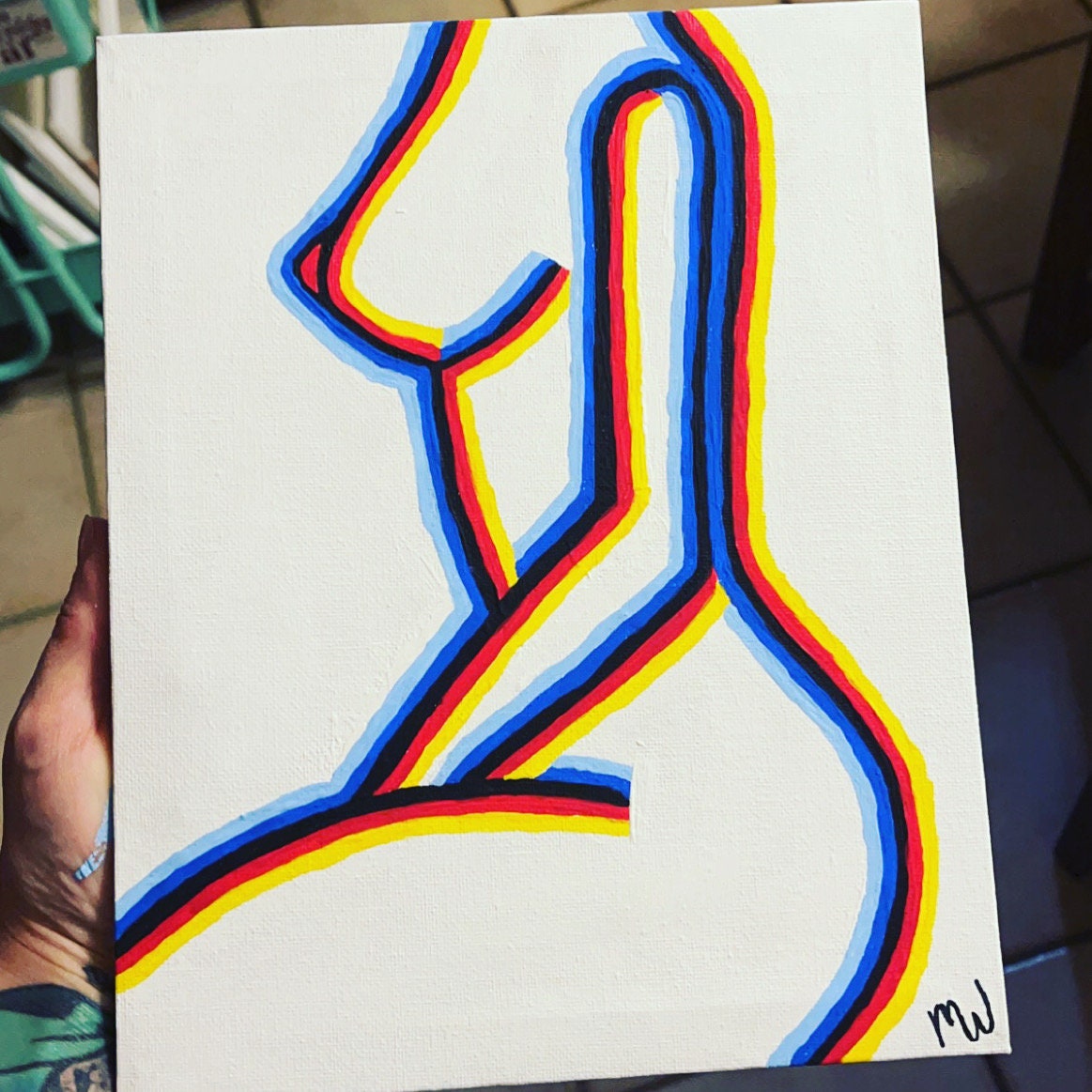 Painting Female Body Line Art Minimalist 3d Trippy Nude Art
