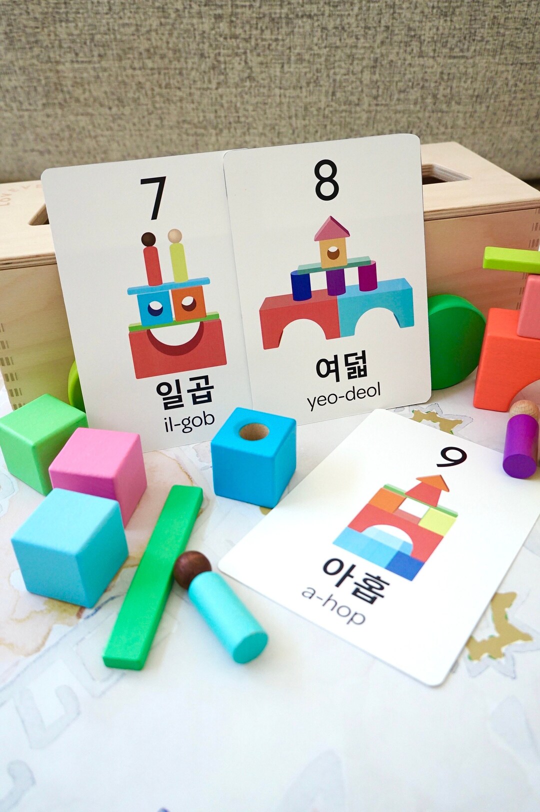 Korean Counting Cards for Lovevery Block Set 1-20: Korean & English ...