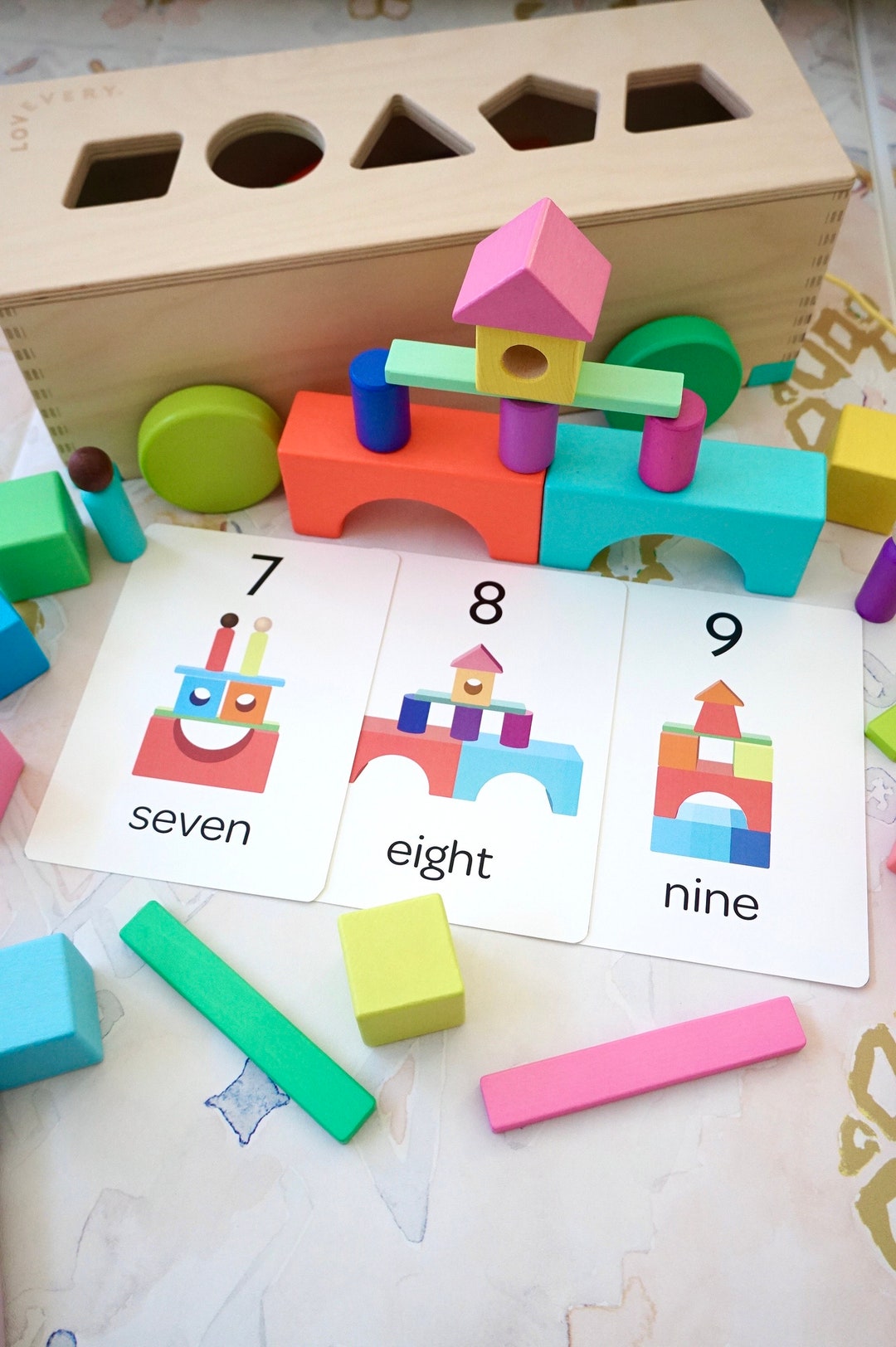 English Counting Cards for Lovevery Block Set L Printable for Toddlers ...